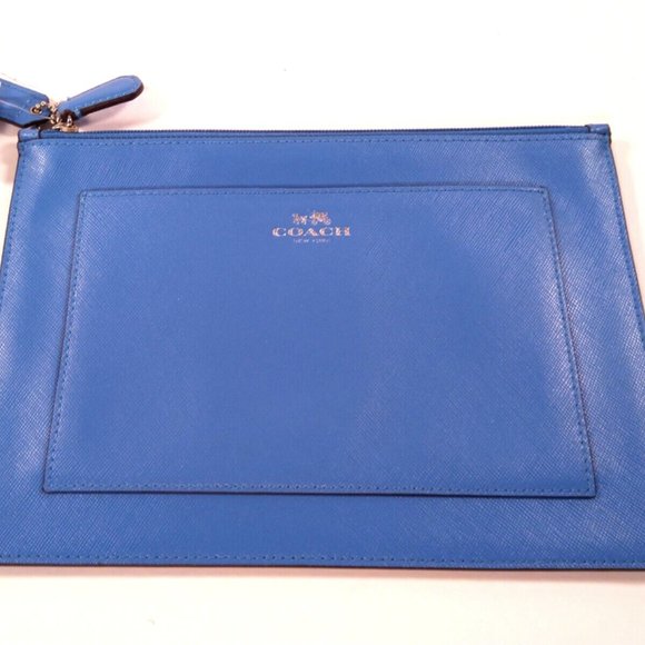 Coach | Bags | Authentic Coach Blue Darcy Medium Pouch Clean Clutch Bag ...